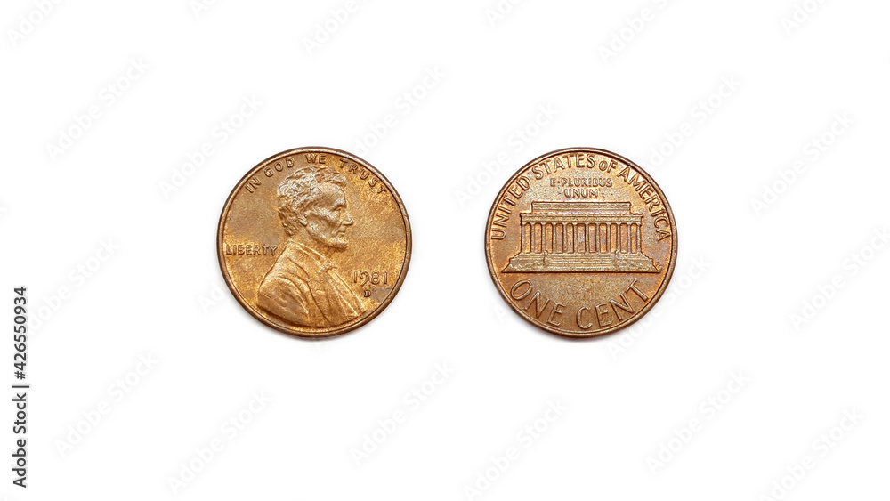 1981 United States of America One Cent E Pluribus Unum Coin Front and ...