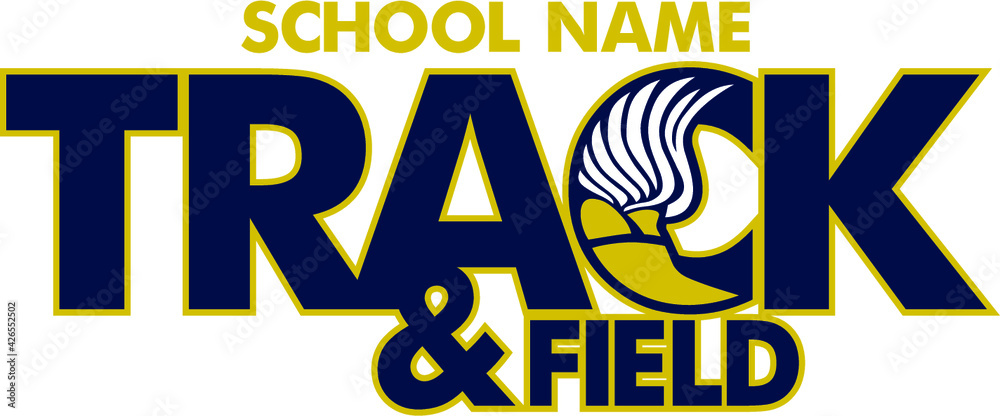 track and field team design with winged foot for school, college or ...