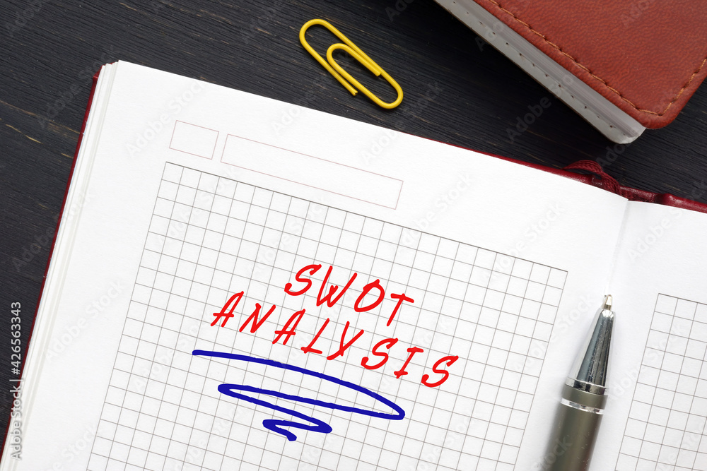 Business concept about SWOT ANALYSIS with sign on the sheet. A SWOT ...