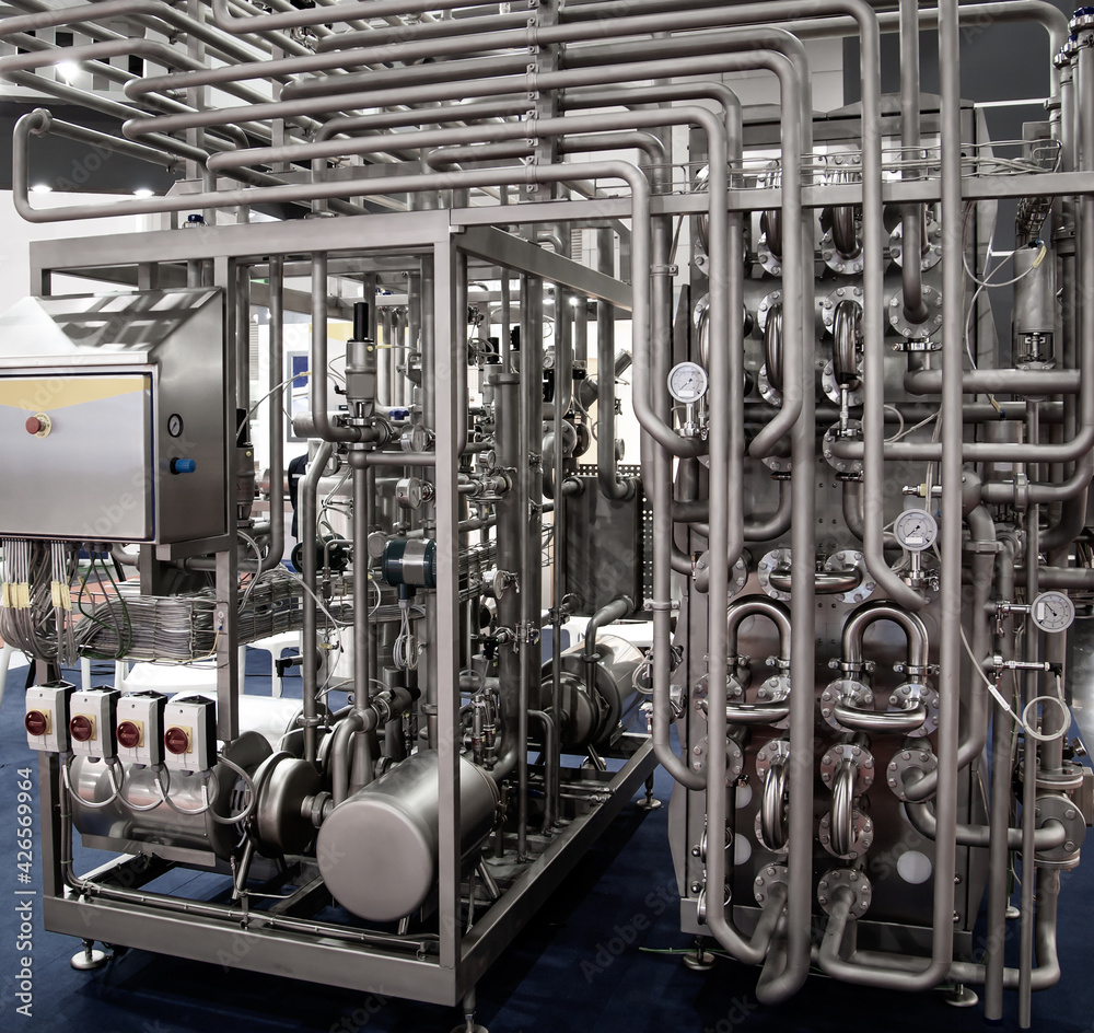 Tubular Aseptic UHT Pasteurizer with Vacuum Deaerator. Food industry ...