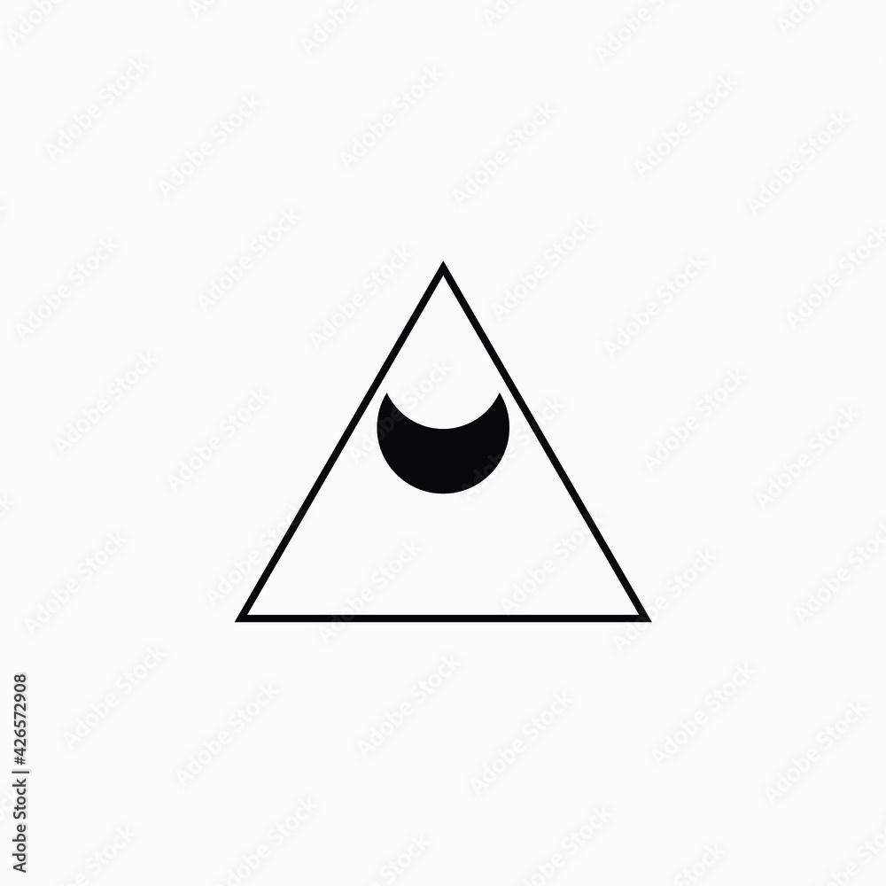 Moon in triangle logo. Space moon star astronomy eclipse abstract sun ...