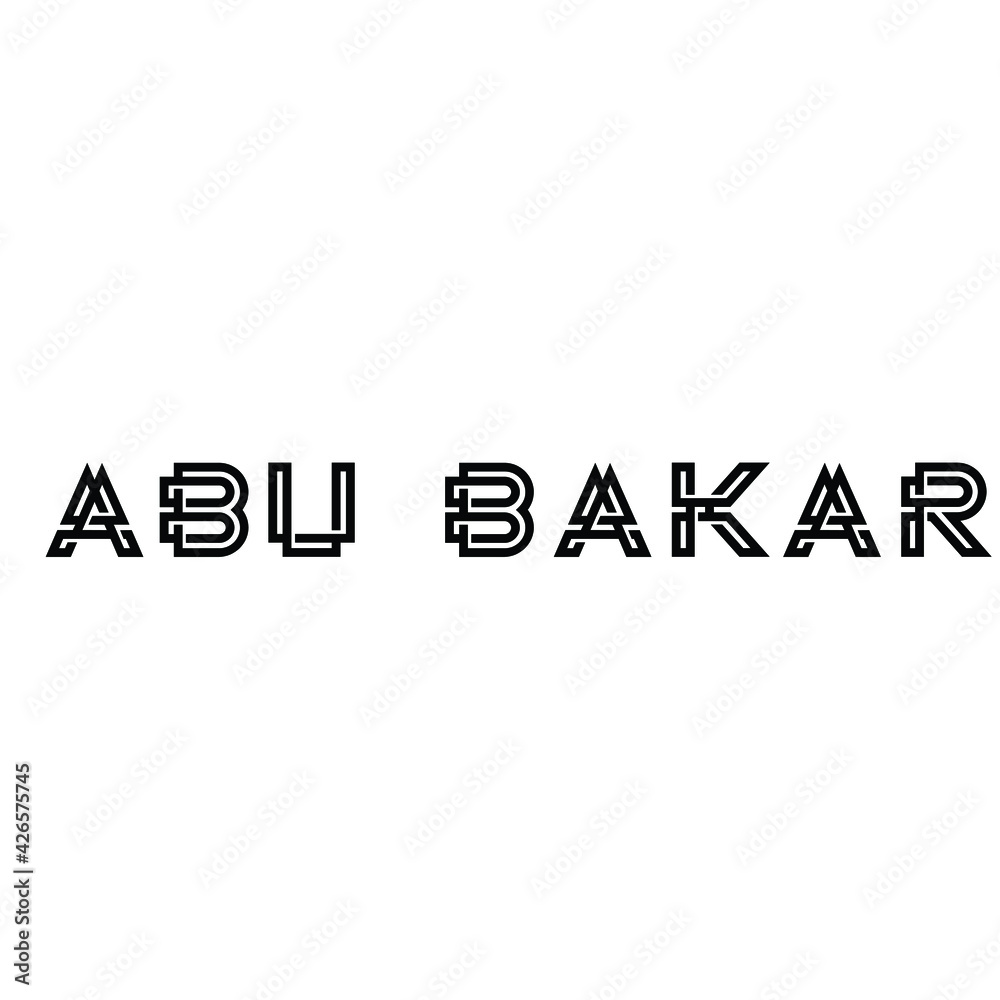 Alphabet Letters ABU BAKAR ABU BAKAR NAME Muslim Name Stock Vector
