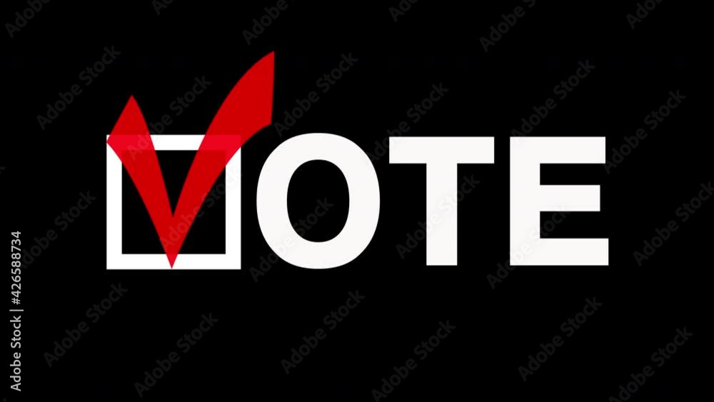 Big white vote sign with red check mark on black alpha channel 4k ...