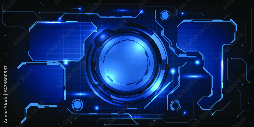 Hi tech digital technology panel with grid line digital architect ...