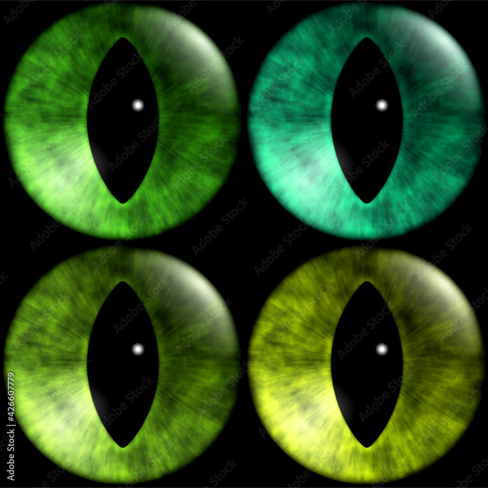 texture of cat's eyes with vertical pupil of carnivorous felines. On ...