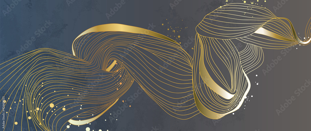 Gold abstract line arts background vector. Luxury wall paper design for ...