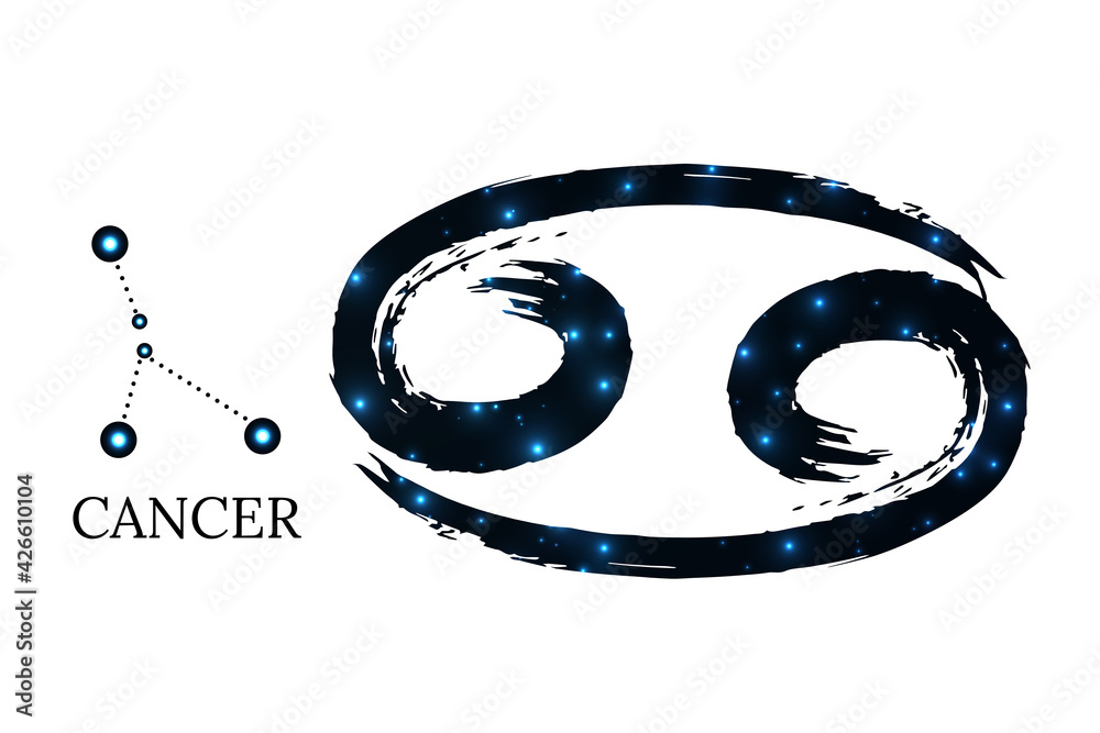 Zodiac sign with text. cancer symbol isolated on white background ...