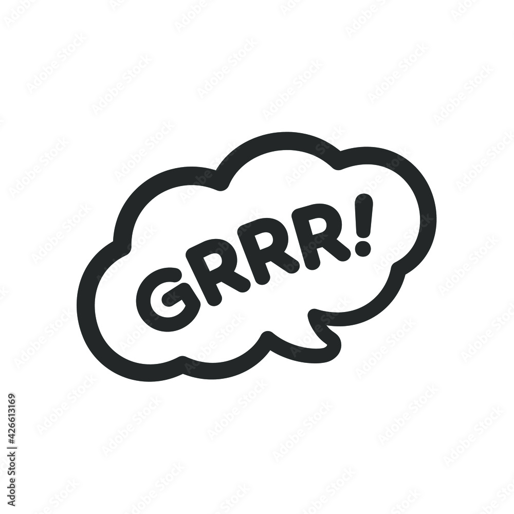 Grrr! text in a speech bubble balloon clipart. Cartoon comics angry dog ...