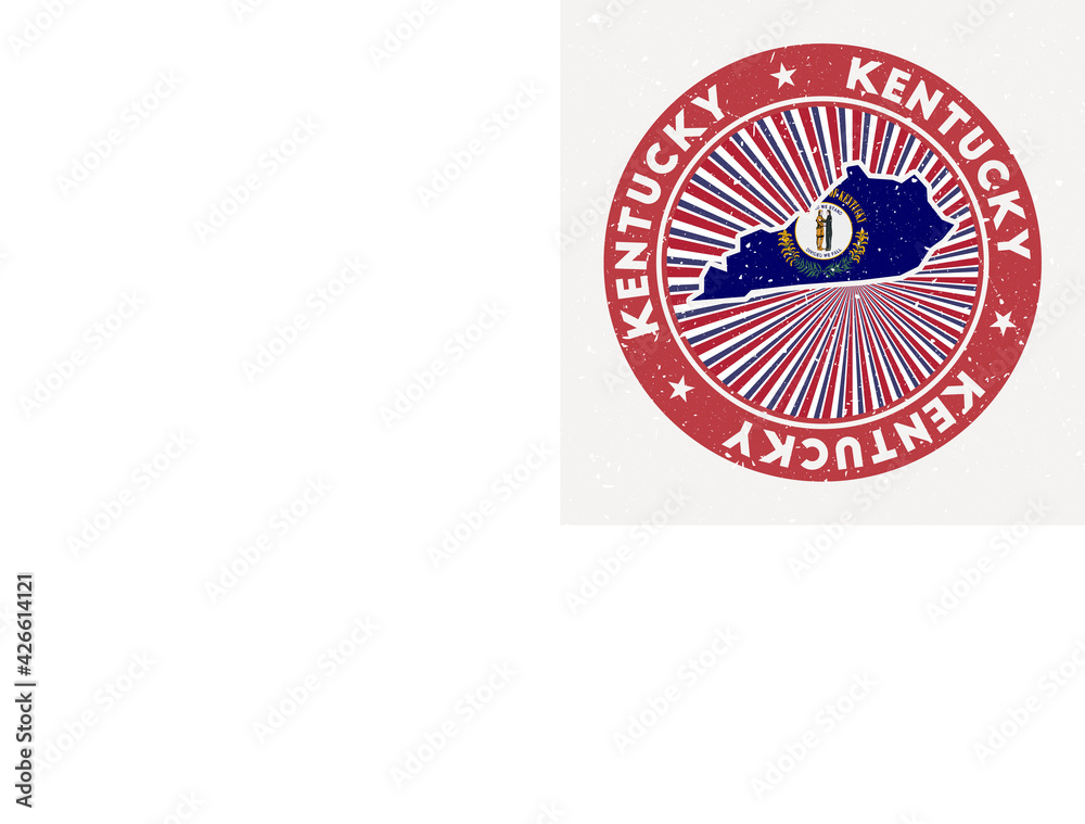 Kentucky round stamp. Logo of us state with state flag. Vintage badge ...
