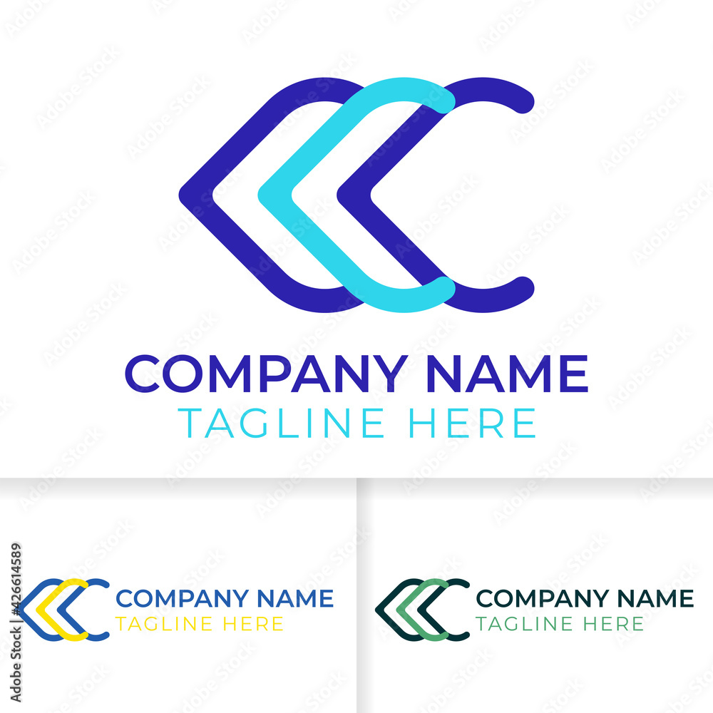 Letter CCC logo design. Triple letter C logo design concept with blue ...
