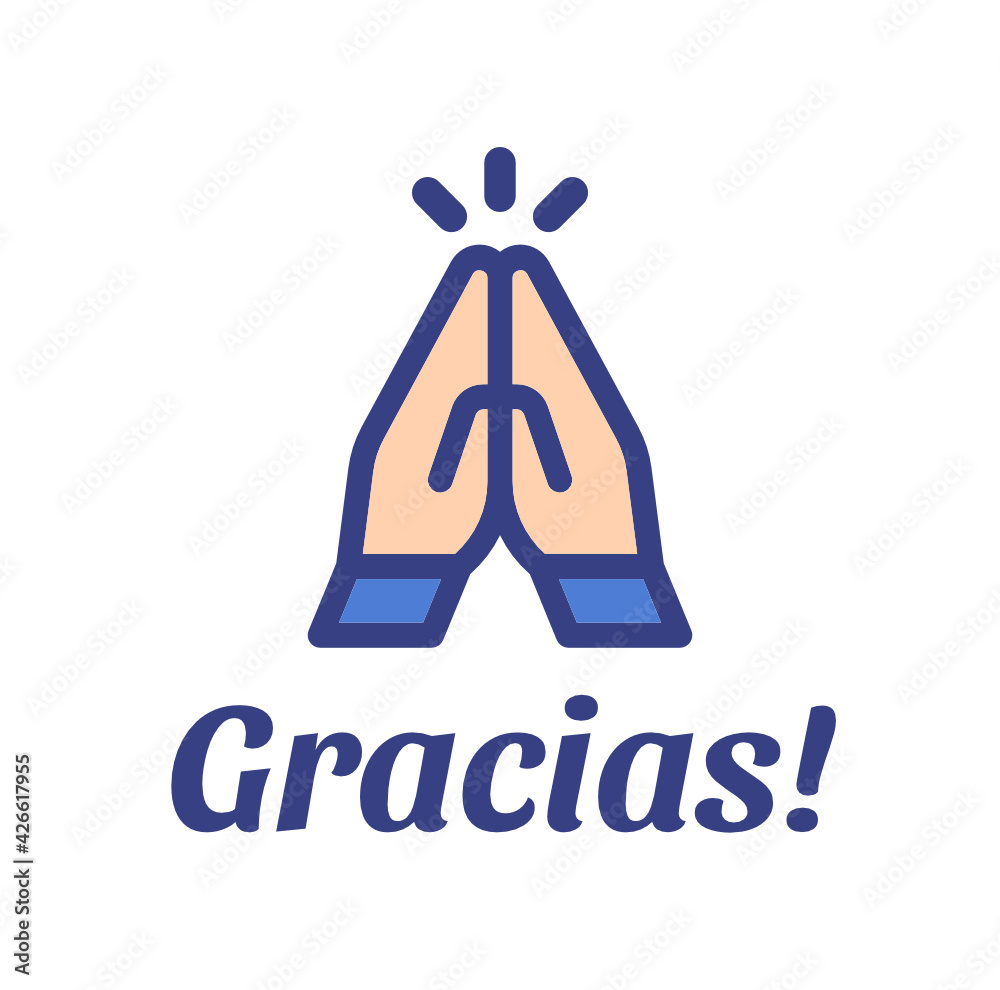 Gracias greeting vector icon. Thank you in spanish language. Stock ...