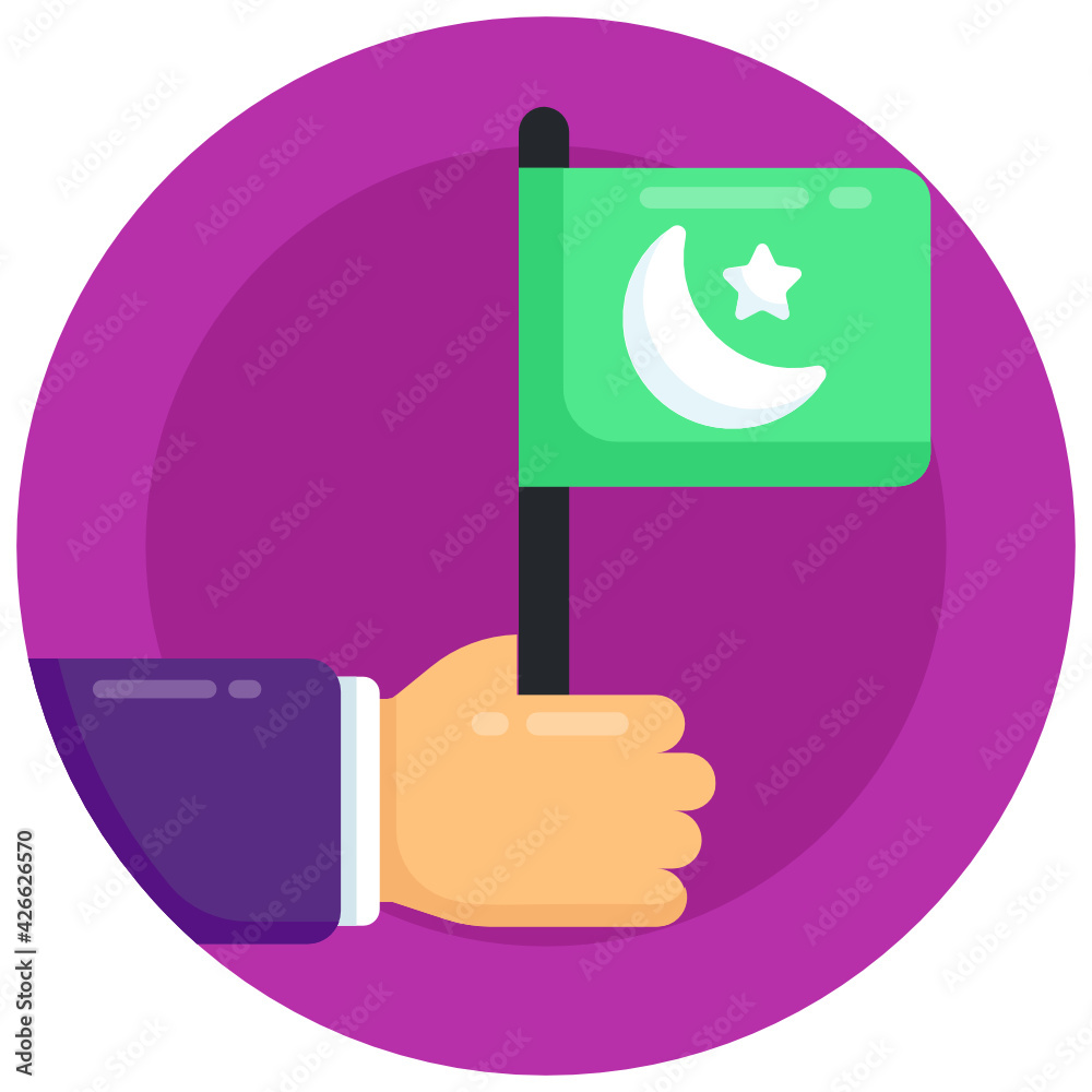 Download this premium flat rounded icon of islamic flag Stock Vector ...