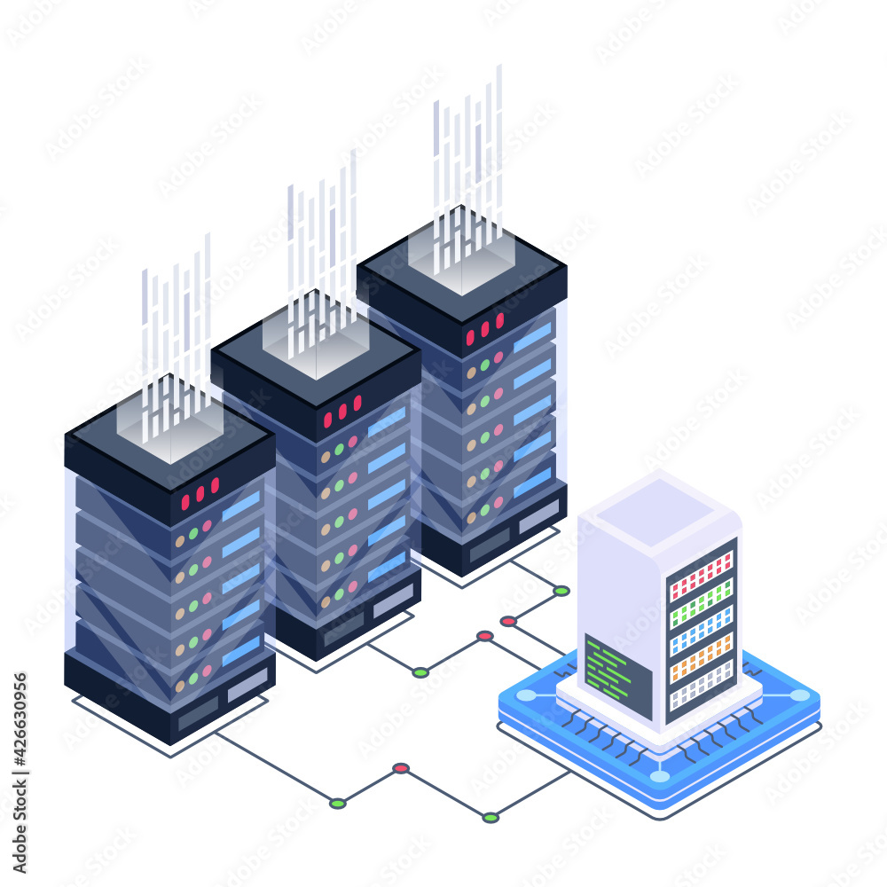 Icon of data server room in modern isometric design Stock Vector ...