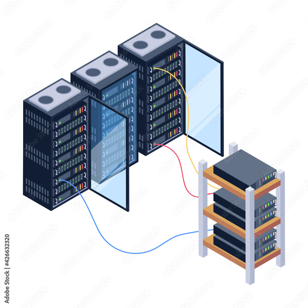 Icon of data server room in modern isometric design Stock Vector ...