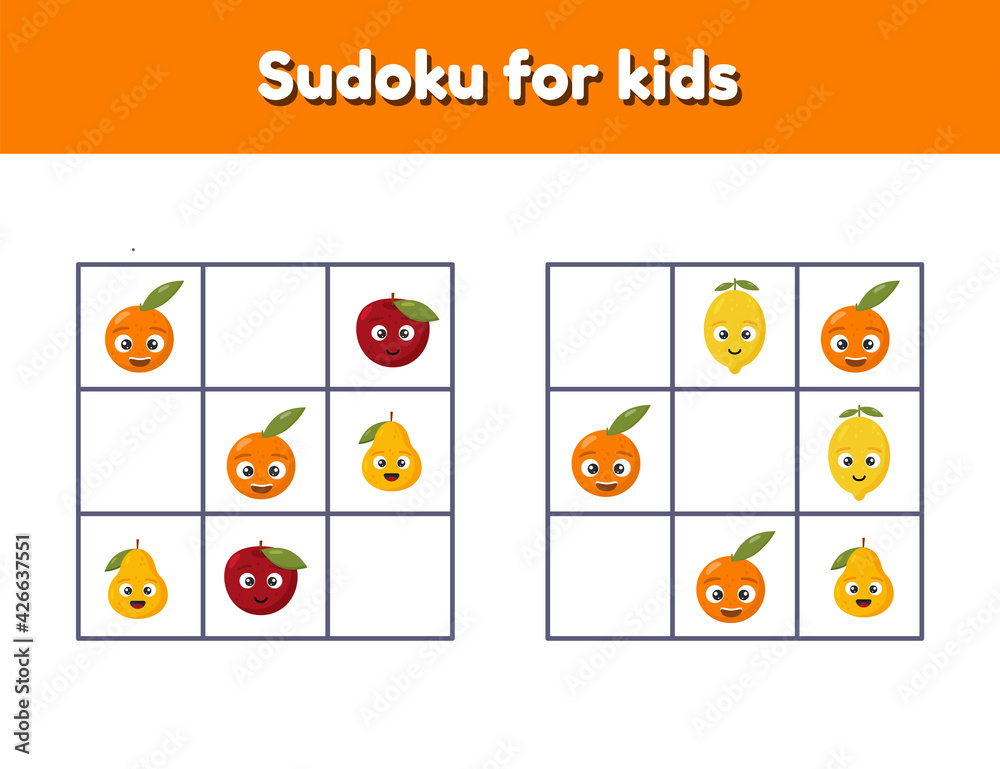 Sudoku for children with pictures. Logic rebus for preschool and school ...