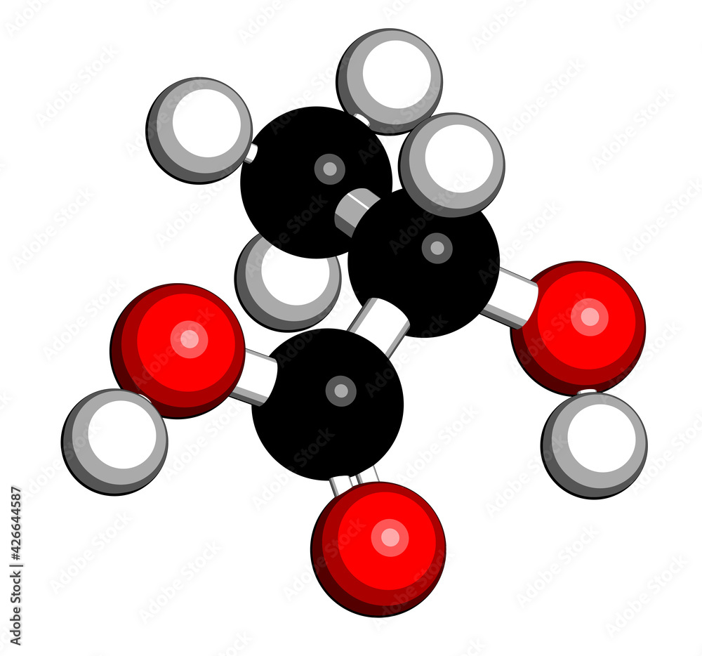 Lactic acid (L-lactic acid) milk sugar molecule. Building block of ...