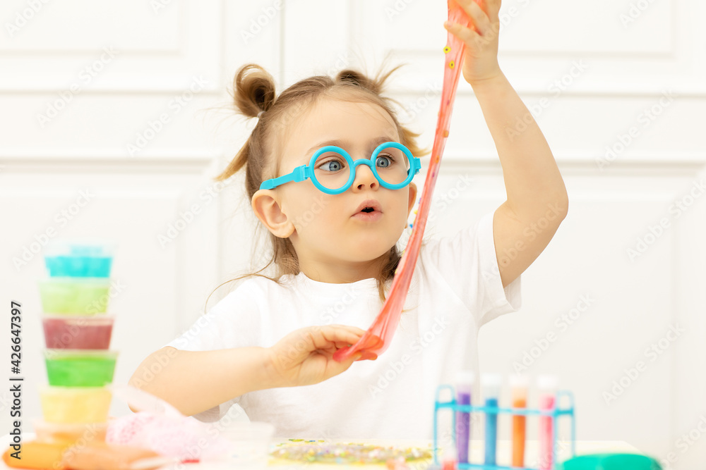Emotional surprised adorable child in funny glasses . Concept of ...