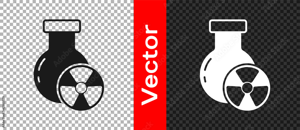 Black Laboratory chemical beaker with toxic liquid icon isolated on ...