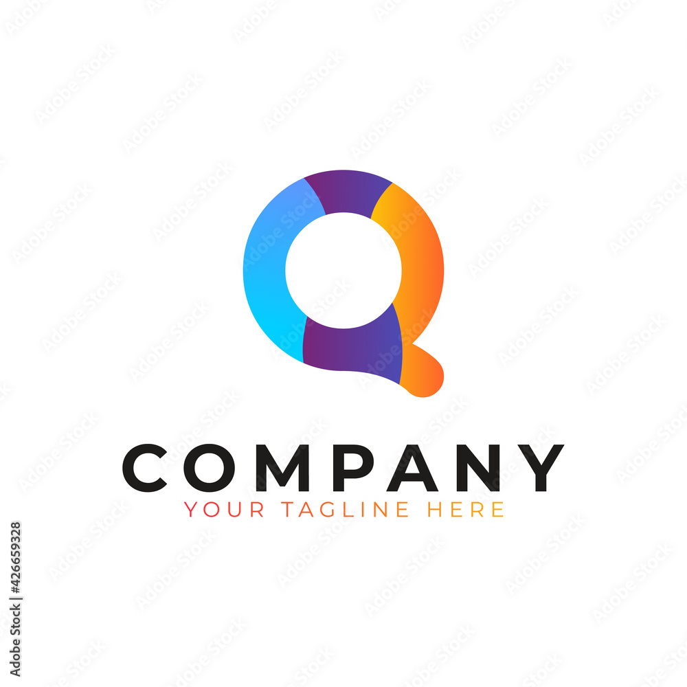 Letter Q Logo Liquid. Colorful Motion Shape with Modern Flow Waves Logo ...