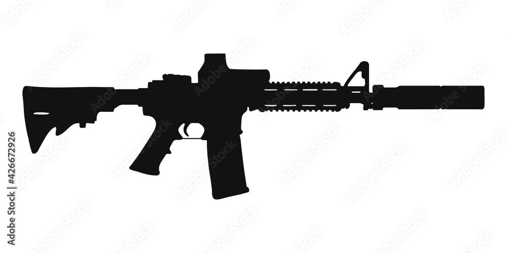 M4 Silhuett M4 Rifle Vector Art, Icons, And Graphics For Free Download