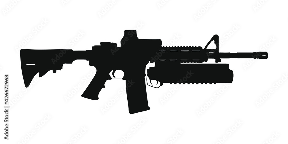 Poster M4 assault rifle with grenade launcher silhouette – Wall Art ...