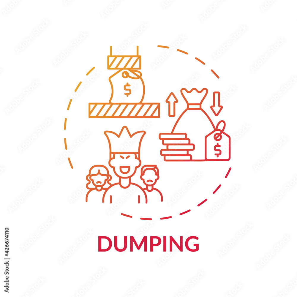 Dumping concept icon. Anti-competitive practice idea thin line ...