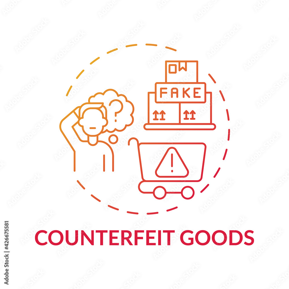 Counterfeit goods concept icon. Consumer rights violation claim idea ...