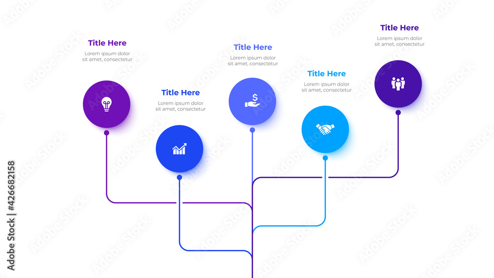 Vetor de Vector Infographic label design template with icons and 5 ...