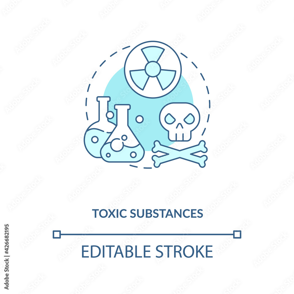 Toxic substances concept icon. E-waste component idea thin line ...