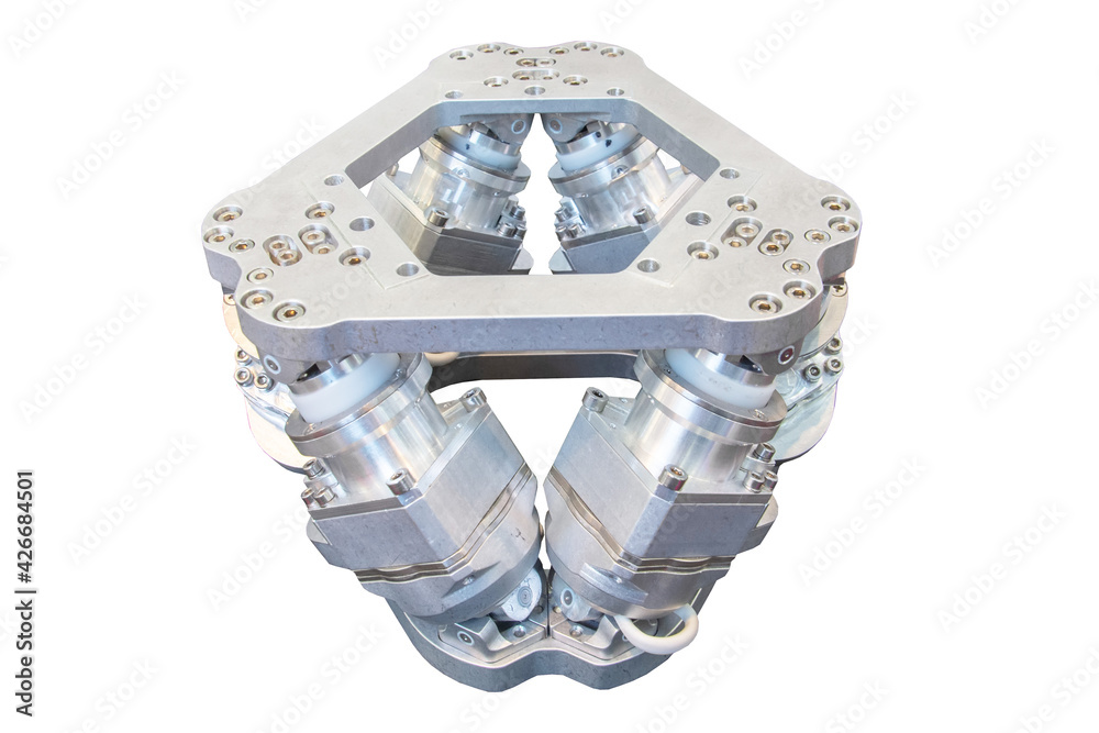 Hexapod dynamic platform used in engineering, for example, the base of ...