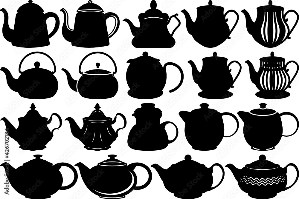 Teapot SVG Cut File | Tea Kettle SVG | Teapot Silhouette Bundle Stock ...