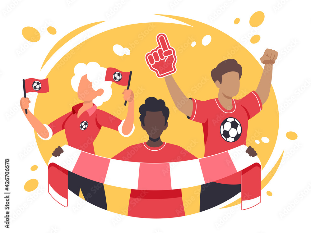 Colourful flat vector illustration of sports fans Stock Vector | Adobe ...