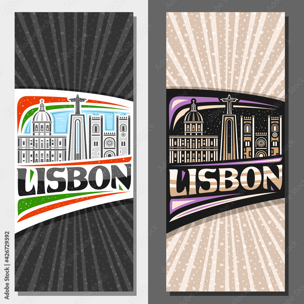 Vector vertical templates for Lisbon, decorative leaflets with ...