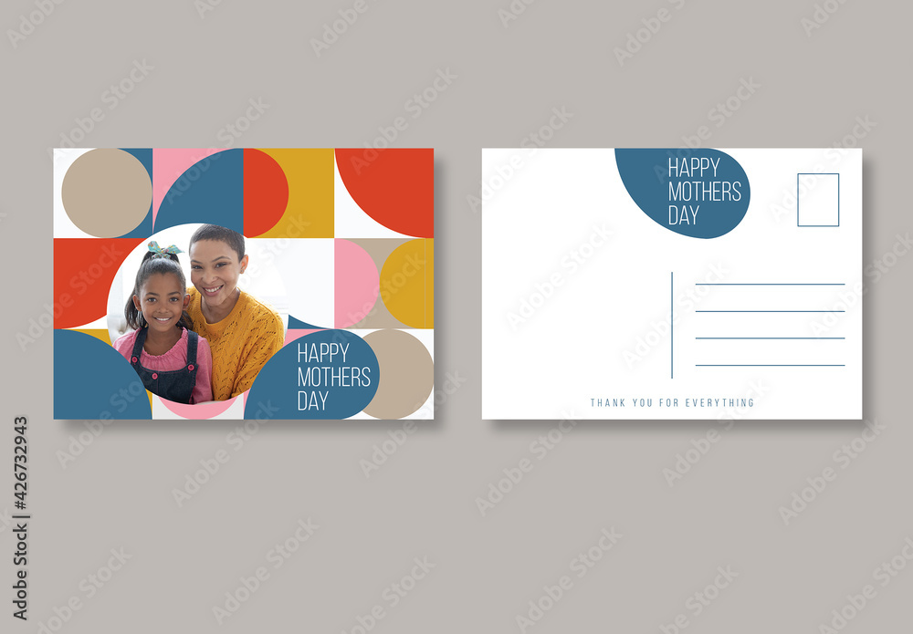 Modern Geometric Postcard for Mother's Day Stock Template | Adobe Stock
