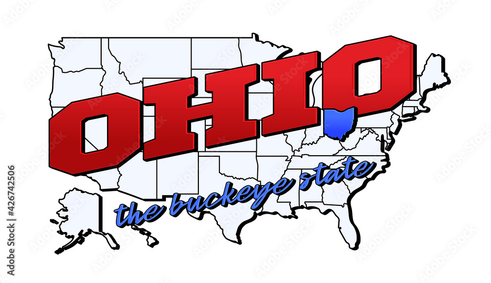 ohio state. Vector illustration with US ohio state on american map with ...