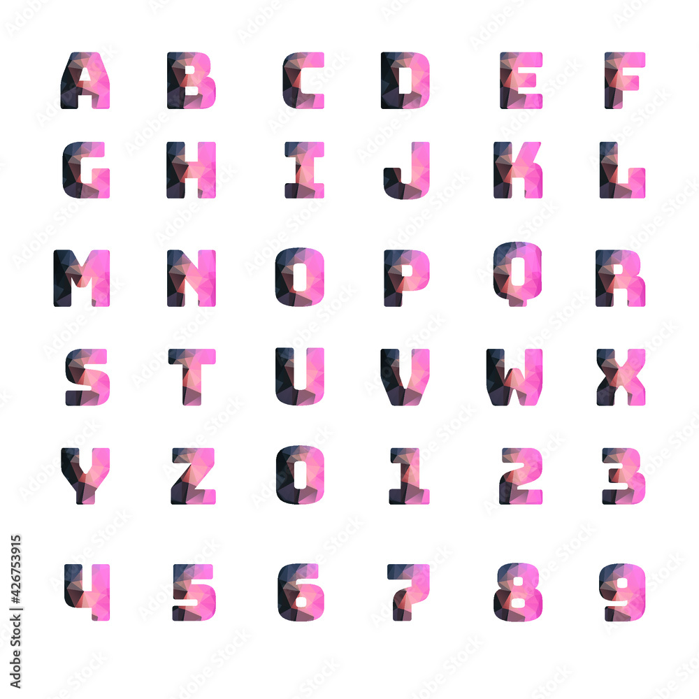 low poly style alphabet letters isolated on white background Stock ...