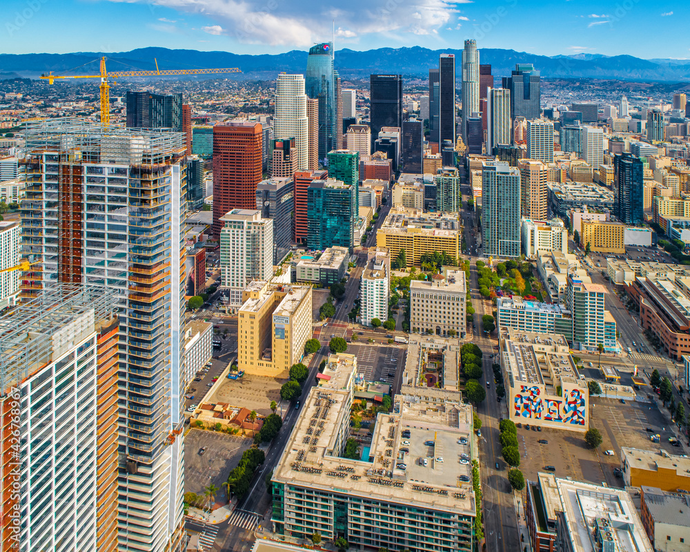 Aerial Shot of Downtown Los Angeles California. Beautiful stunning ...