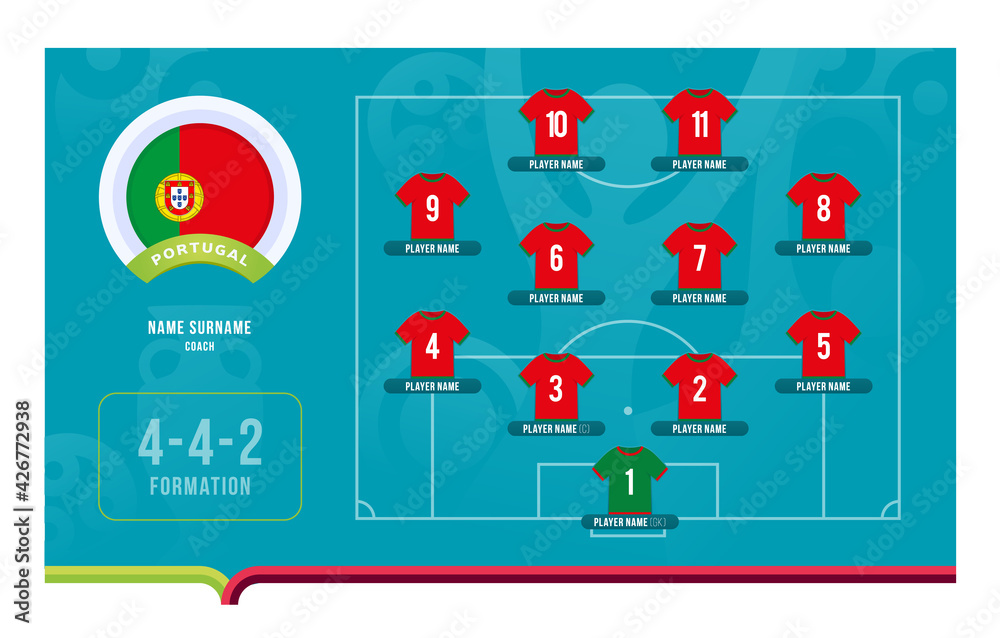 Portugal line-up Football 2020 tournament final stage vector ...
