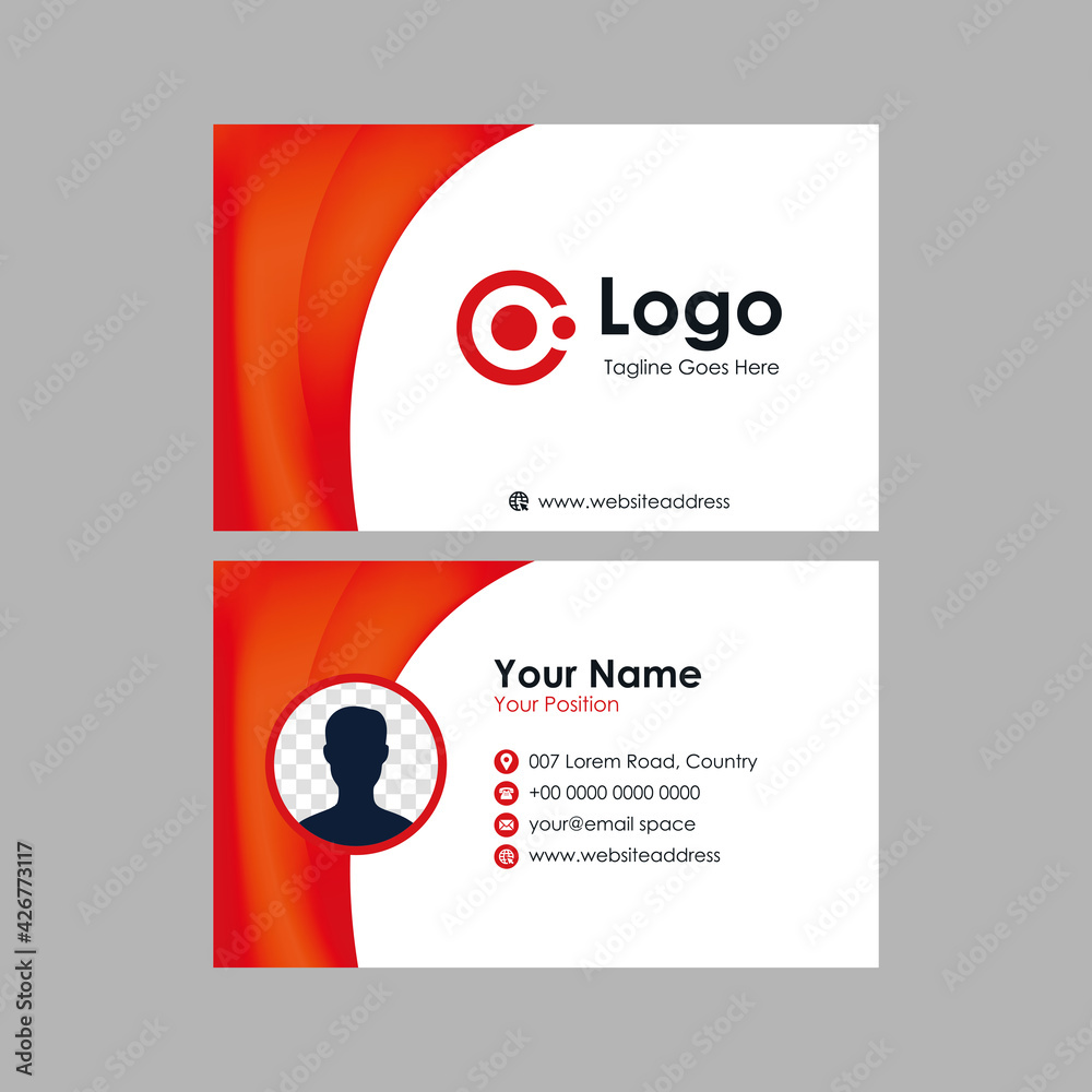 Abstract smooth business card with simple red curve mesh gradient ...