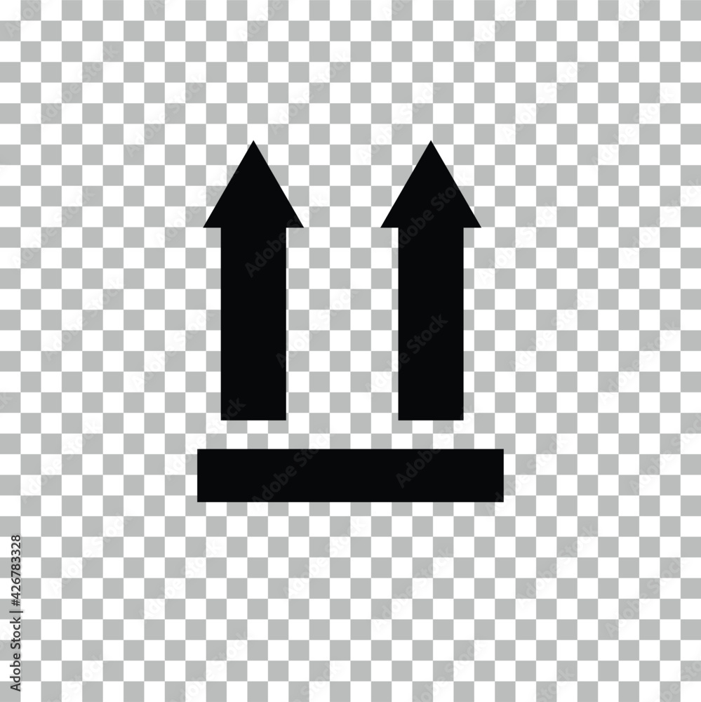 this side up icon on transparent background. two arrows indicating top ...