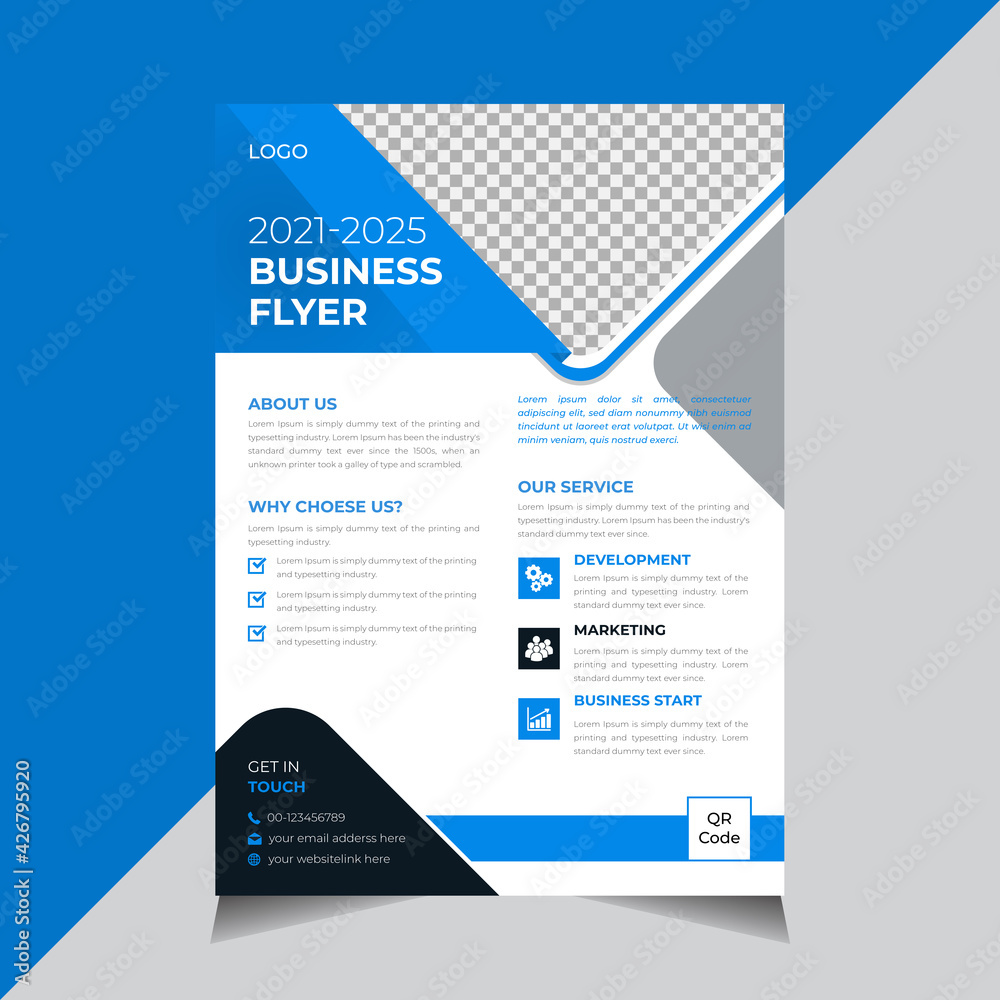 Abstract Business Flyer Template Design, Corporate Flyer, Blue Color ...