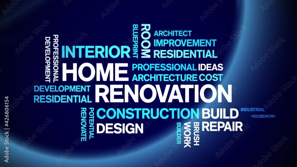 4k Home Renovation Animated Tag Word Cloud;Text Design Animation ...