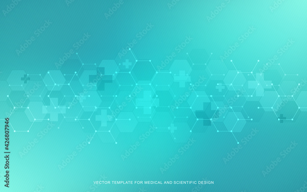 Healthcare medical background with hexagons pattern and crosses. Vector ...