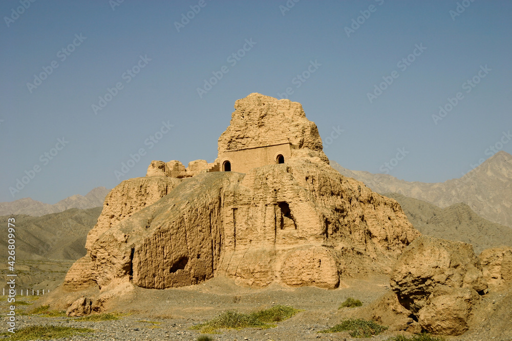 Subashi Buddhist Temple Ruins near Kucha in the Taklamakan Desert, on ...