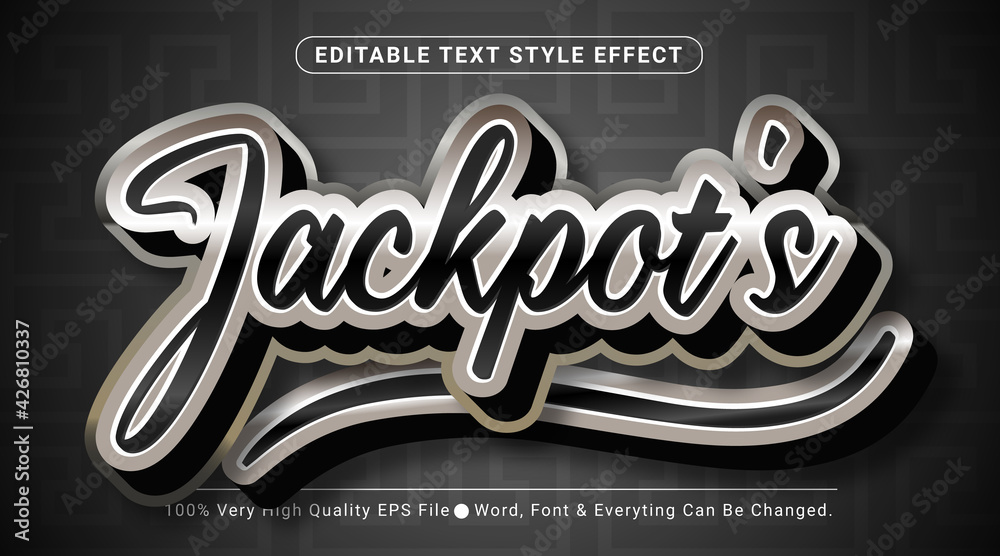 Jackpot's text, shiny silver style editable text effect Stock Vector ...
