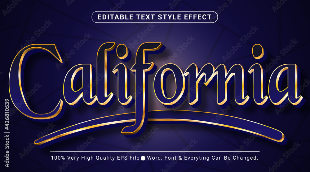 California text, royal blue style editable text effect Stock Vector ...