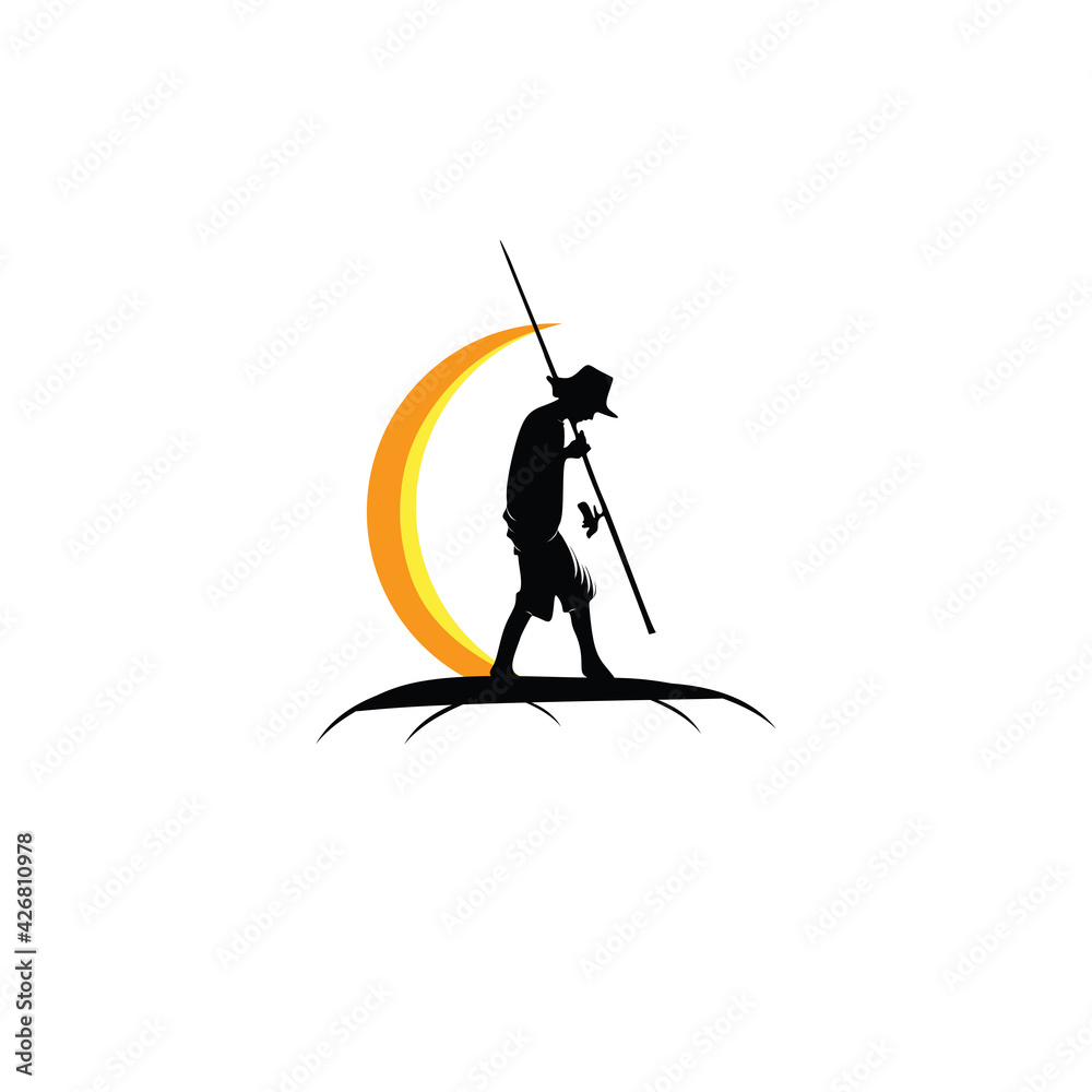 Angler Fishing Silhouette logo illustration Stock Vector | Adobe Stock