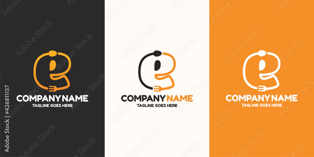 Initial letter E food Logo Design Template. Illustration vector graphic ...