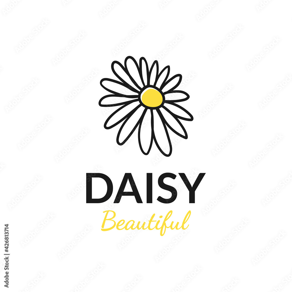 vector design hand drawn daisy logo. logo template Stock Vector | Adobe ...