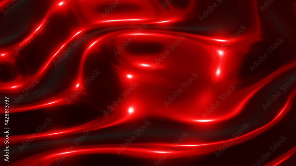 Red chrome metal texture with waves, liquid metallic silk wavy design ...